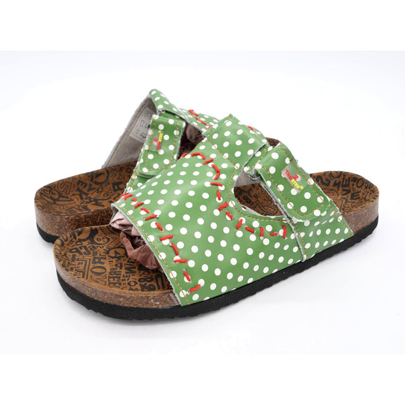 Tma Eyes | Shoes | Tma Eyes Sandals Womens 7 Green Leather Polka Dot ...